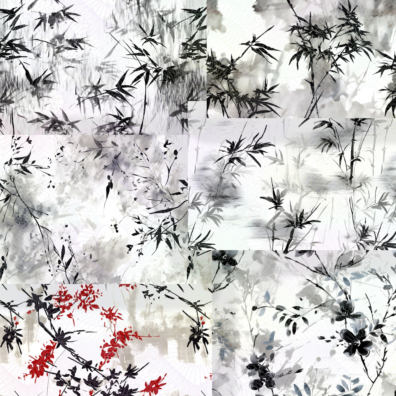 12 Sumi-e Ink Paintings Papers Japanese Inks Printable Ink Paintaings ...