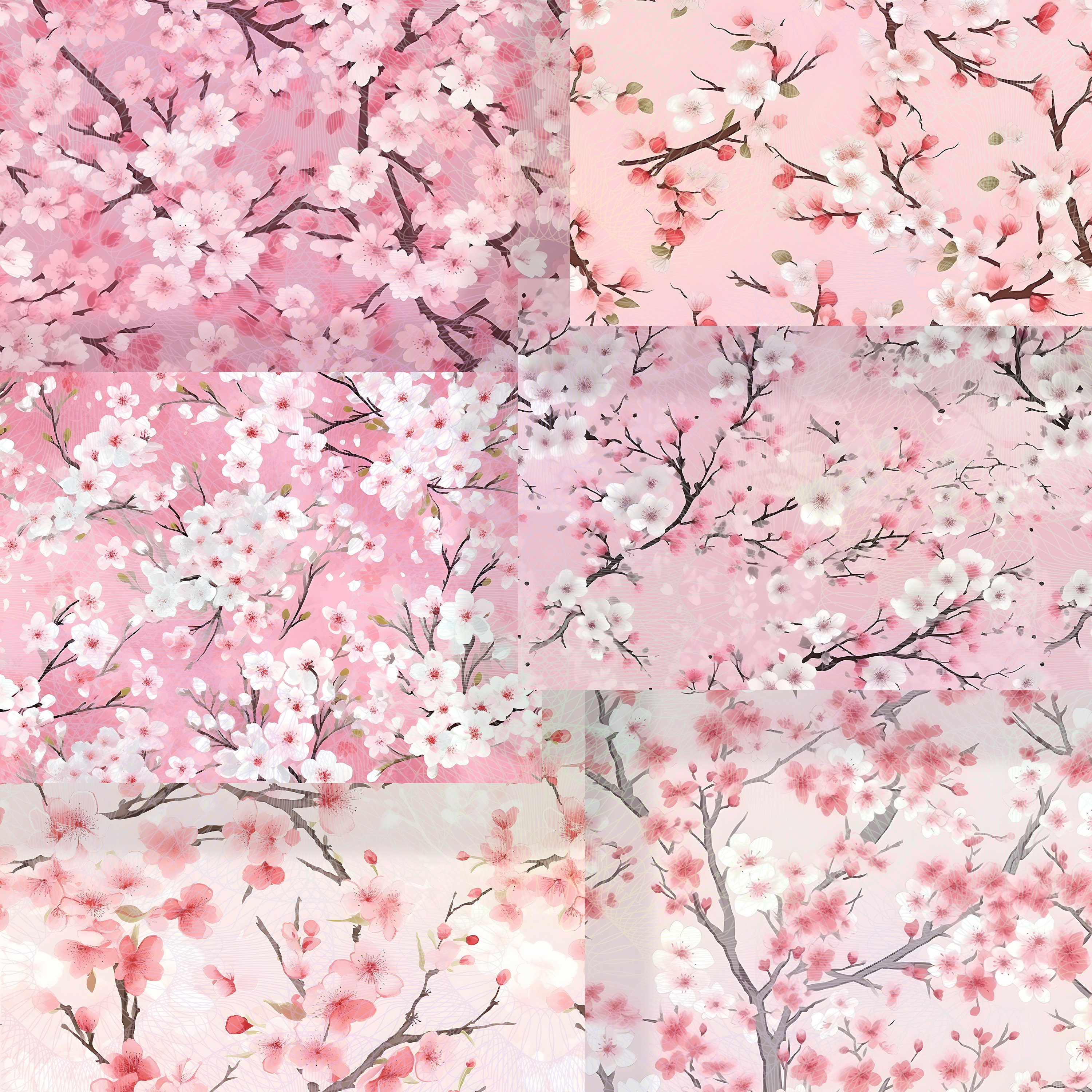 Cherry Blossom Seamless Pattern: Pink Floral Digital Paper (digital ...