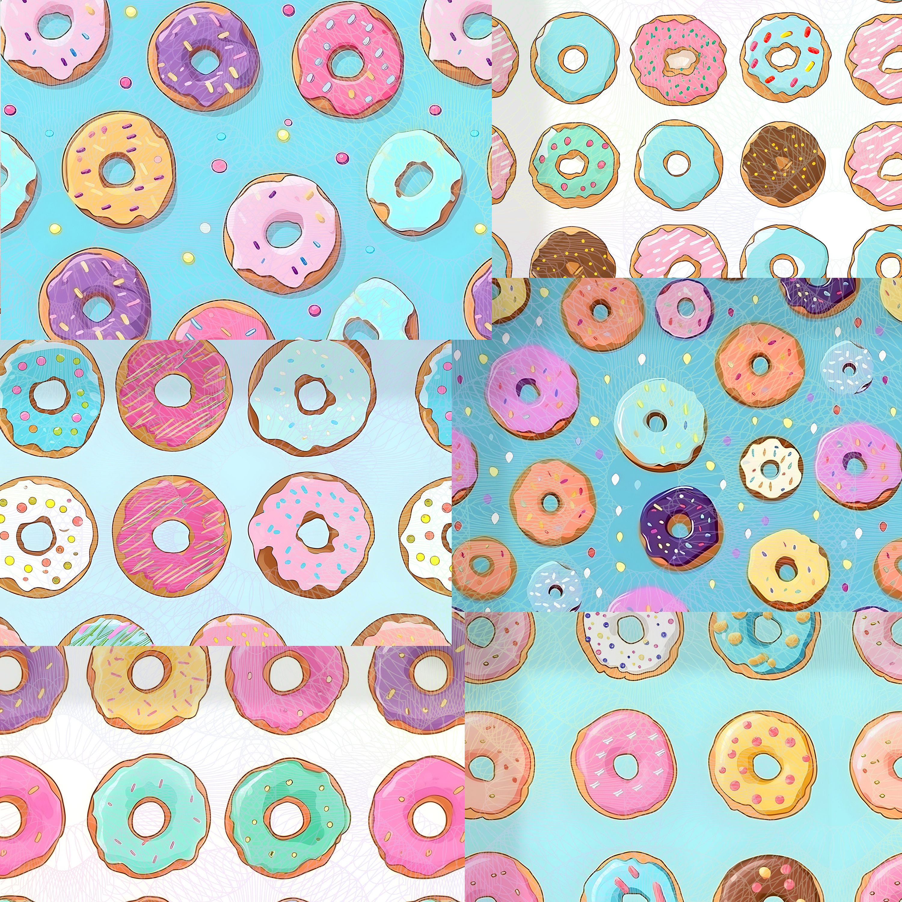 12 Donut Digital Papers Yummy Donut Patterns Printable Sweet Treat ...