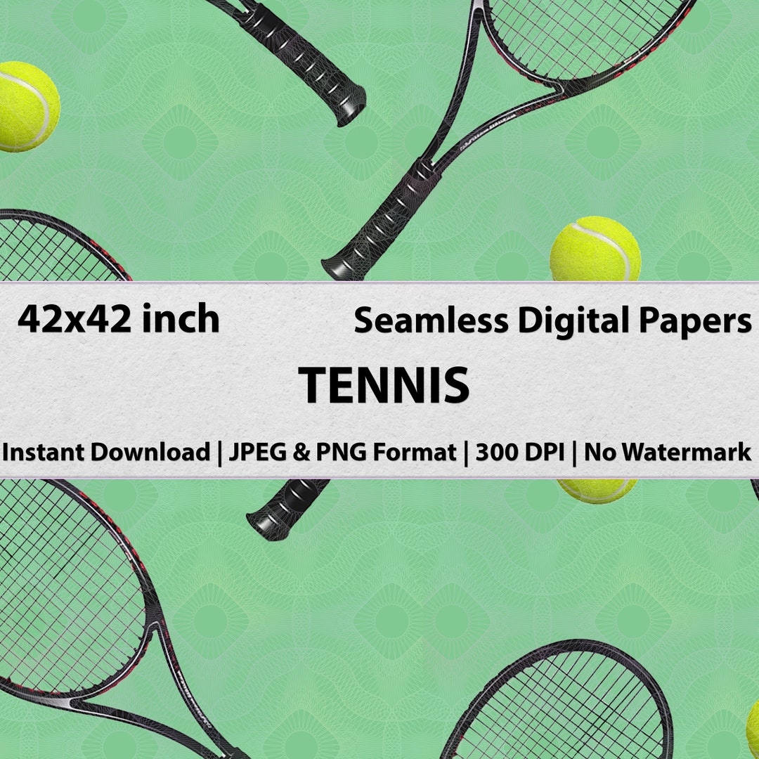 Tennis Digital Papers, Tennis Racquet and Ball Patterns, Printable ...