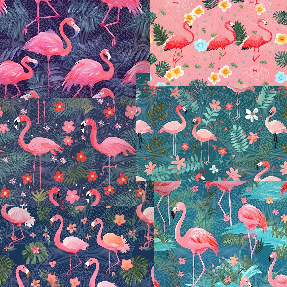 12 Fabulous Flamingo Digital Paper 1970s Romanticized Flamingo Patterns ...