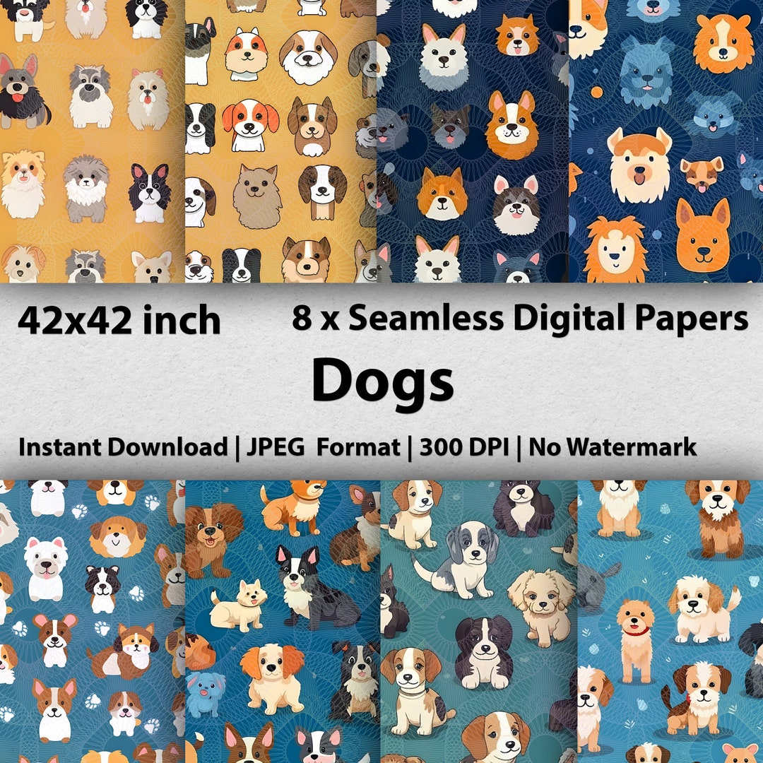 8 Dogs Digital Papers Good Boys Patterns Printable Puppies Scrapbook ...