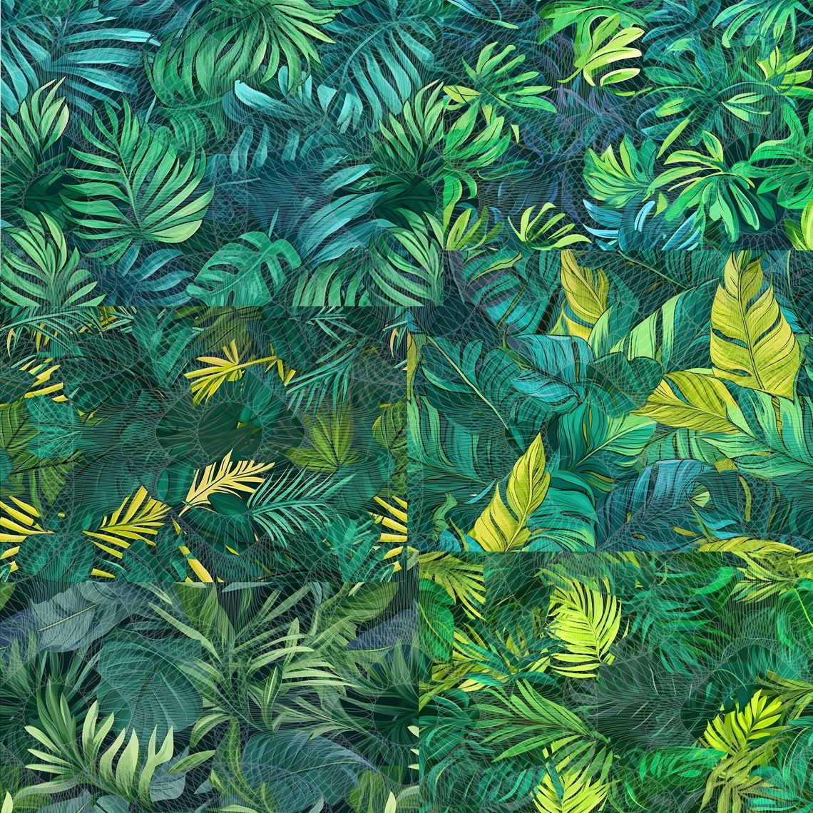 12 Jungle Digital Papers Tropical Leaf Patterns Printable Leave ...