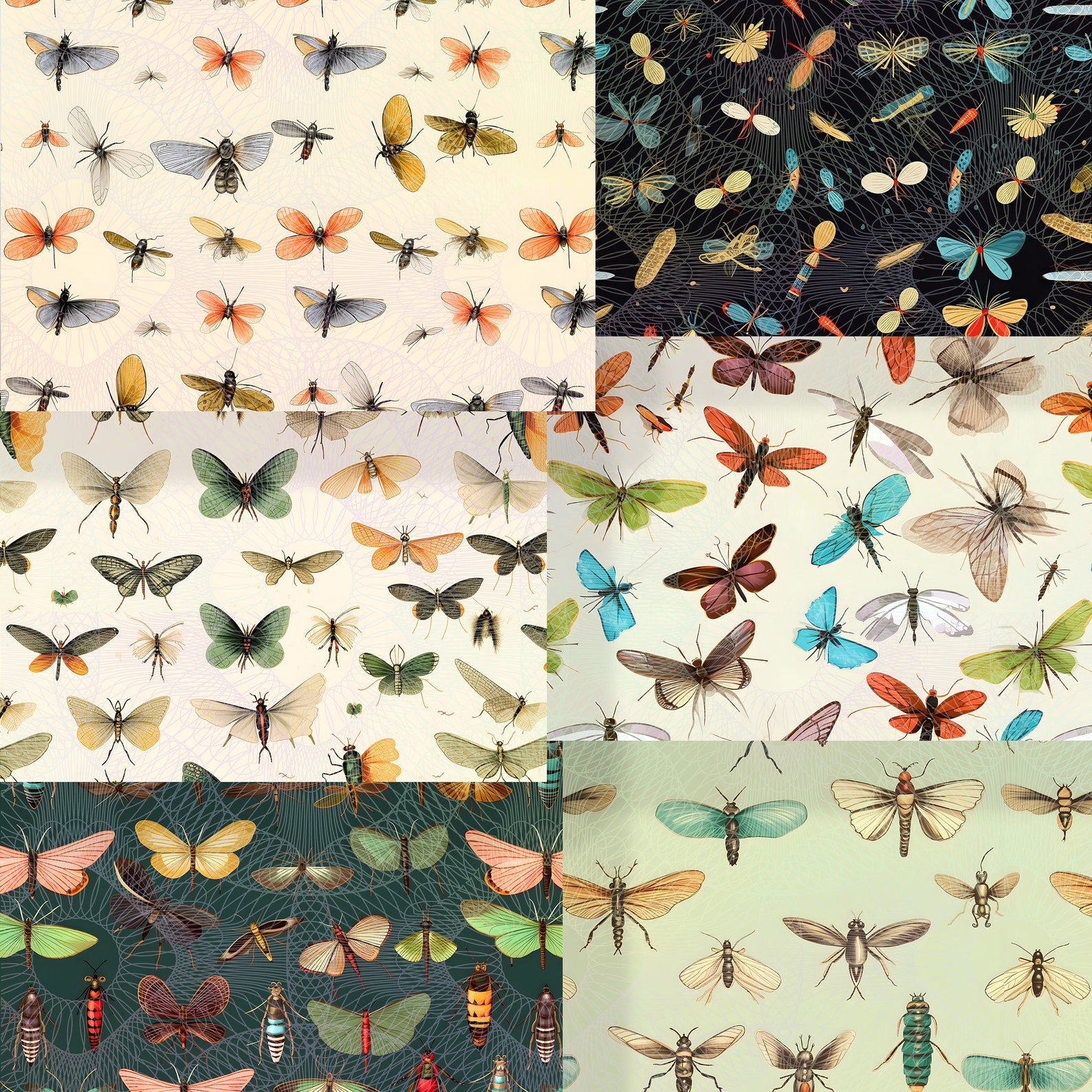 Fly Fishing Seamless Pattern Insects Digital Pattern Moths Paper ...