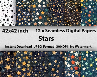 Star Digital Paper: Galactic Patterns, Stellar Scrapbook (digital ...