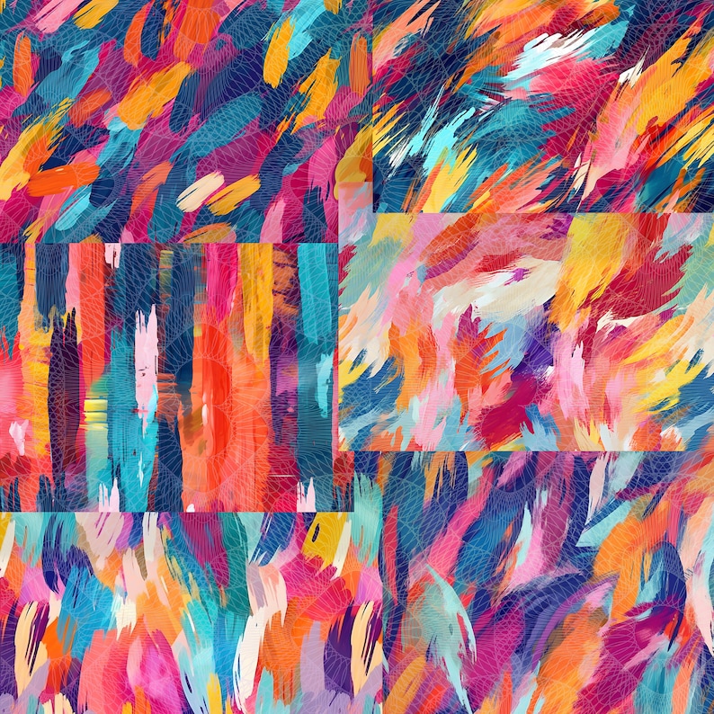 12 Brush Strokes Digital Paper Brushstrokes Patterns Unique Brushwork ...