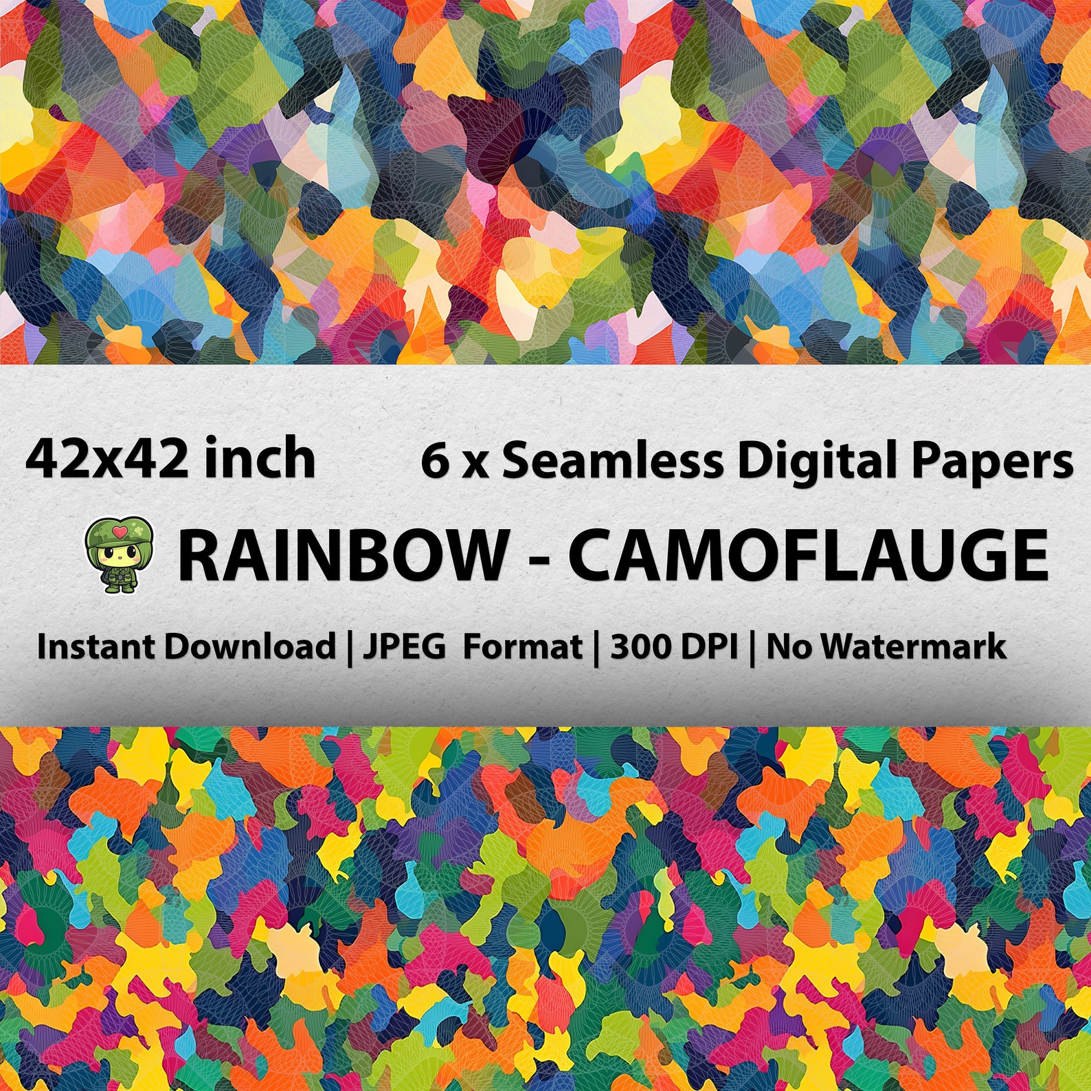 Rainbow Camouflage Digital Paper Pack: Seamless Camo Textures (digital ...