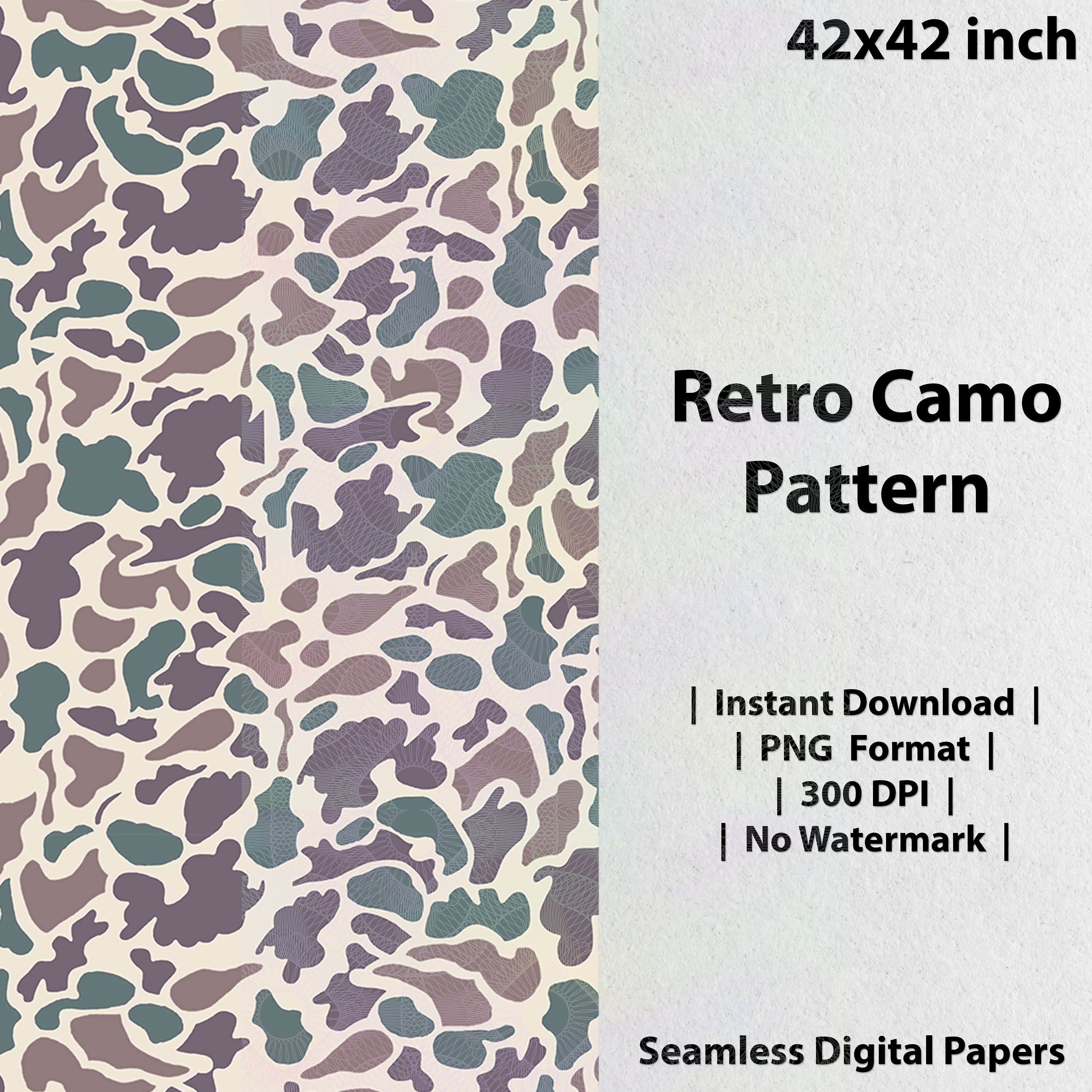 Vintage Camo Digital Paper, Camouflage Duck Hunting Patterns Pintable ...