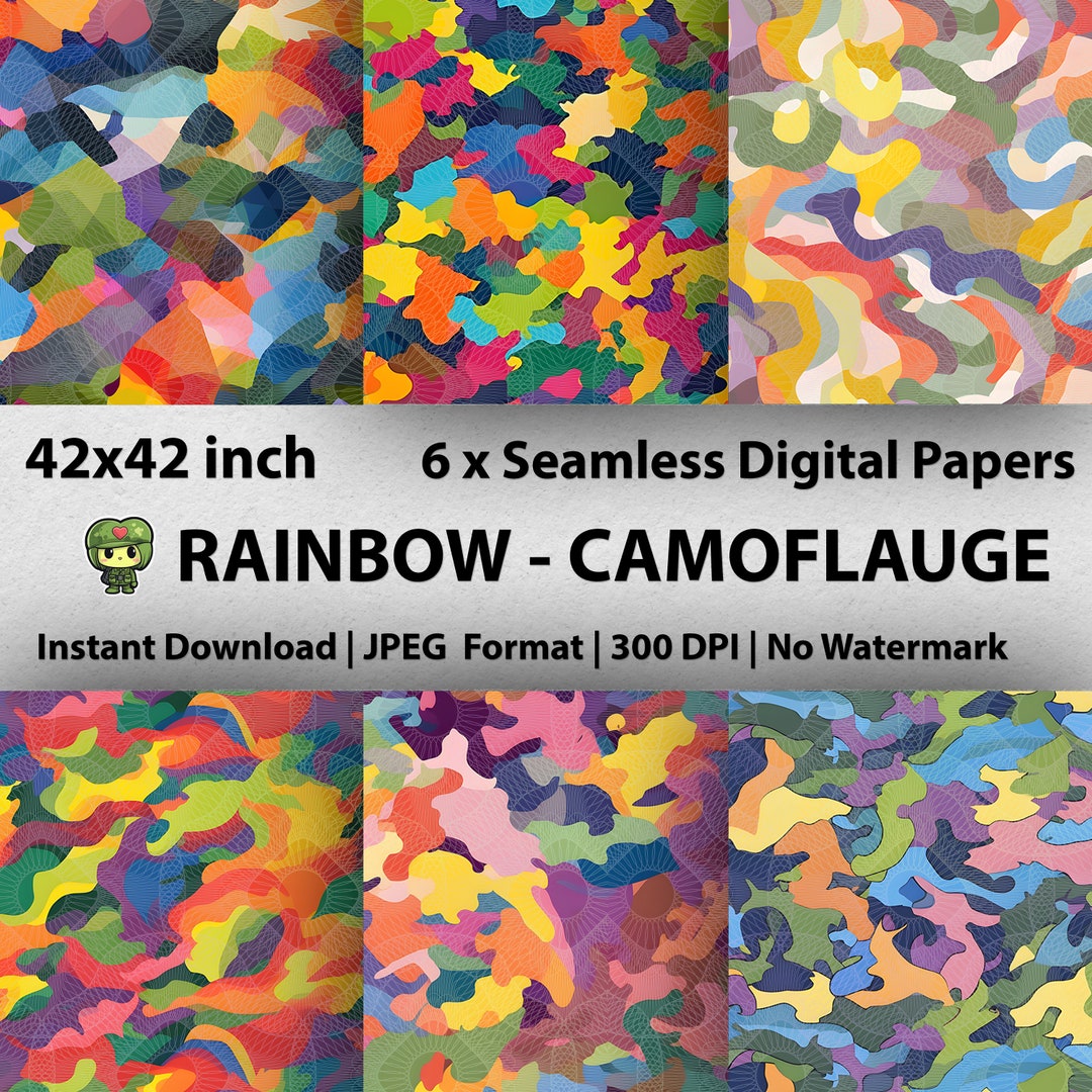 6 Color-camouflage Digital Paper Pack, Camo, Unicorn Military ...