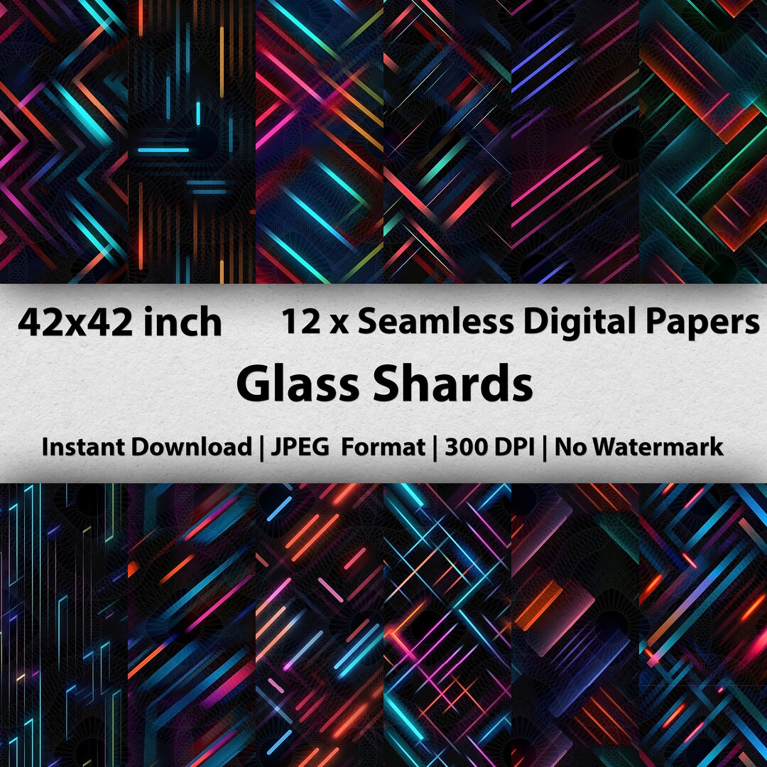 Abstract Neon Lights Seamless Pattern Glass Shards Texture Neon Digital ...