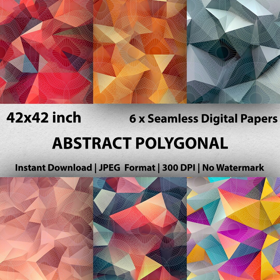 Colorful Poly Abstract Digital Paper Scrapbook Pack Seamless Digital ...