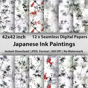 12 Sumi-e Ink Paintings Papers Japanese Inks Printable Ink - Etsy