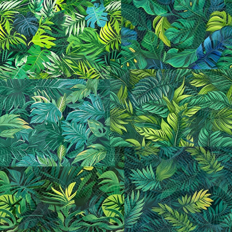 12 Jungle Digital Papers Tropical Leaf Patterns Printable Leave ...