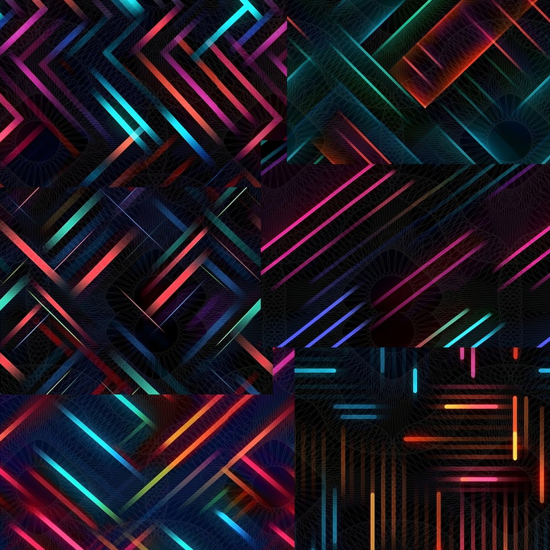 Abstract Neon Lights Seamless Pattern Glass Shards Texture Neon Digital ...