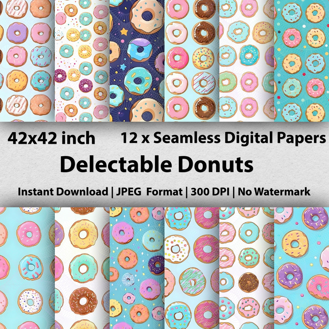 12 Donut Digital Papers Yummy Donut Patterns Printable Sweet Treat ...