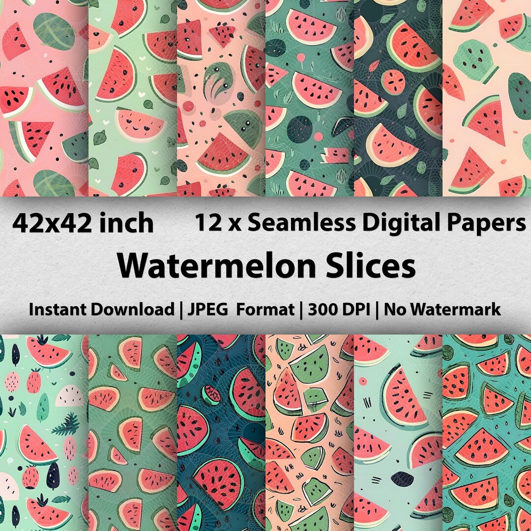 Watermelon Repeating Digital Paper Designs, Juicy Watermelon Patterns ...