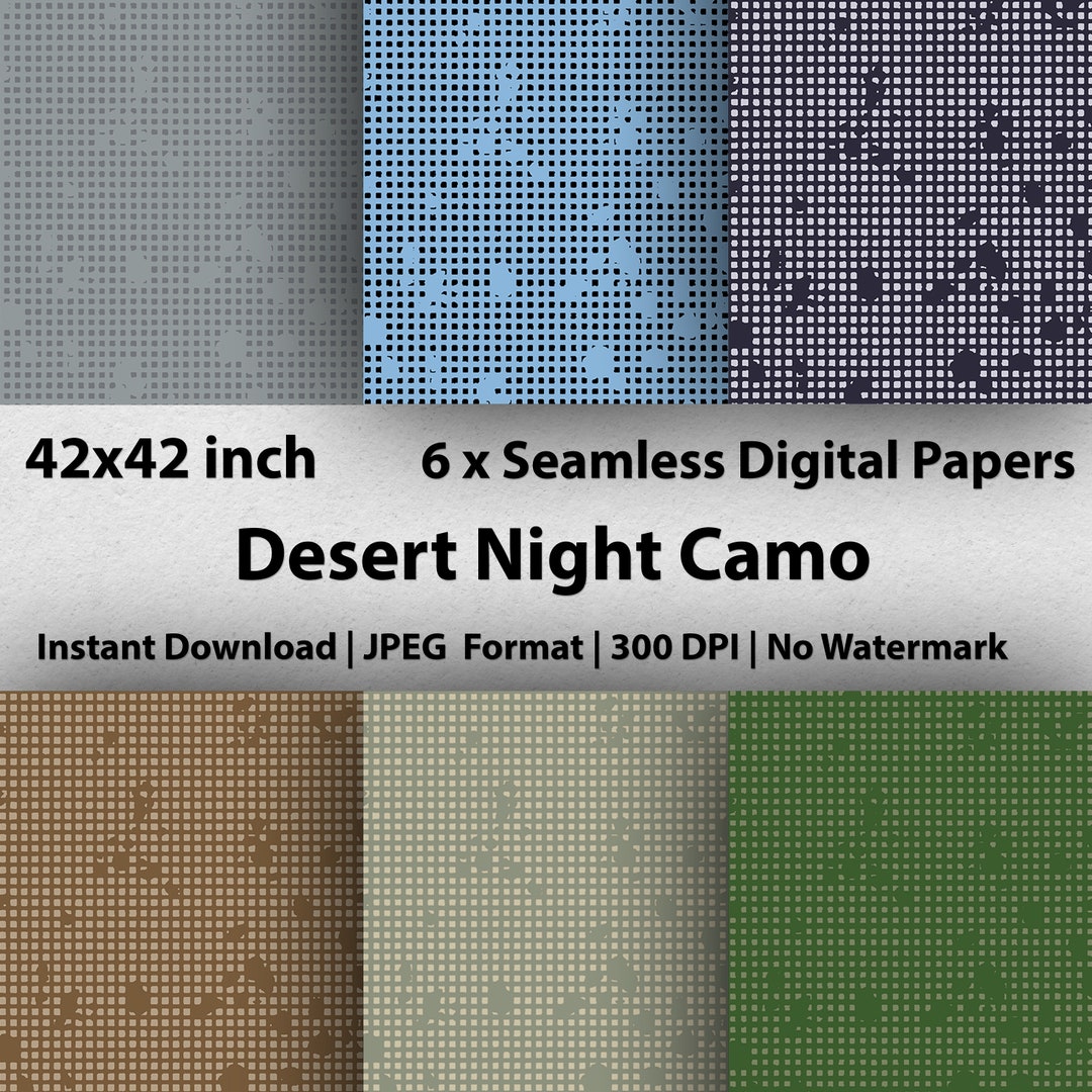 Vintage Desert Night Camo Digital Paper Pack, Camouflage, Gulf Pattern ...