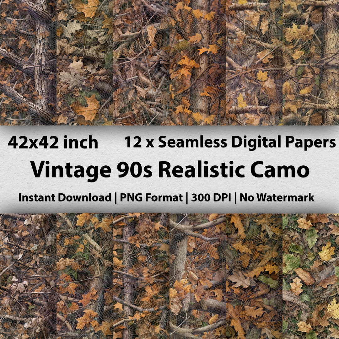 Vintage Camo Seamless Pattern: Realistic Hunting Texture (digital ...