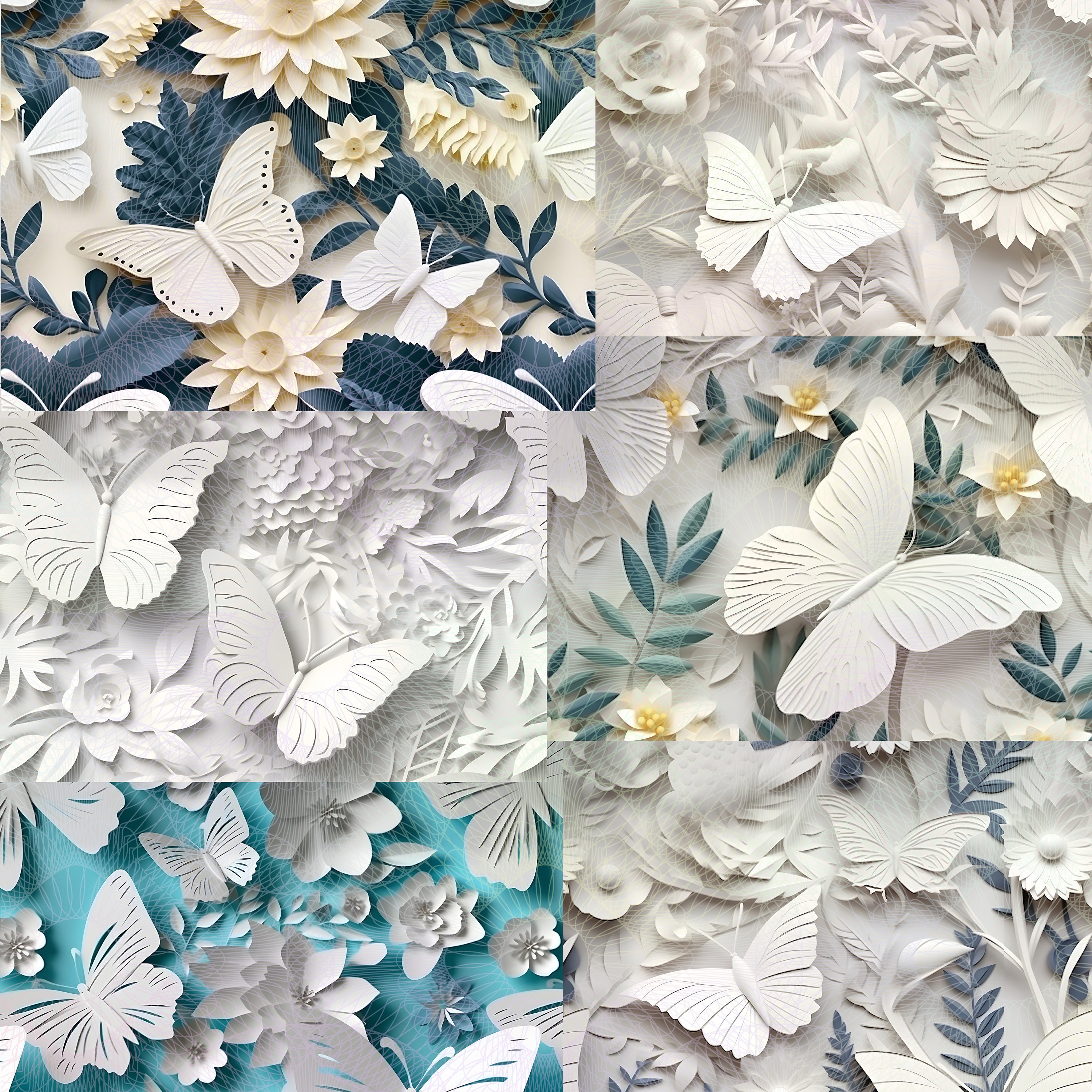 Papercut Butterflies and Flowers Seamless Pattern Butterfly Floral ...