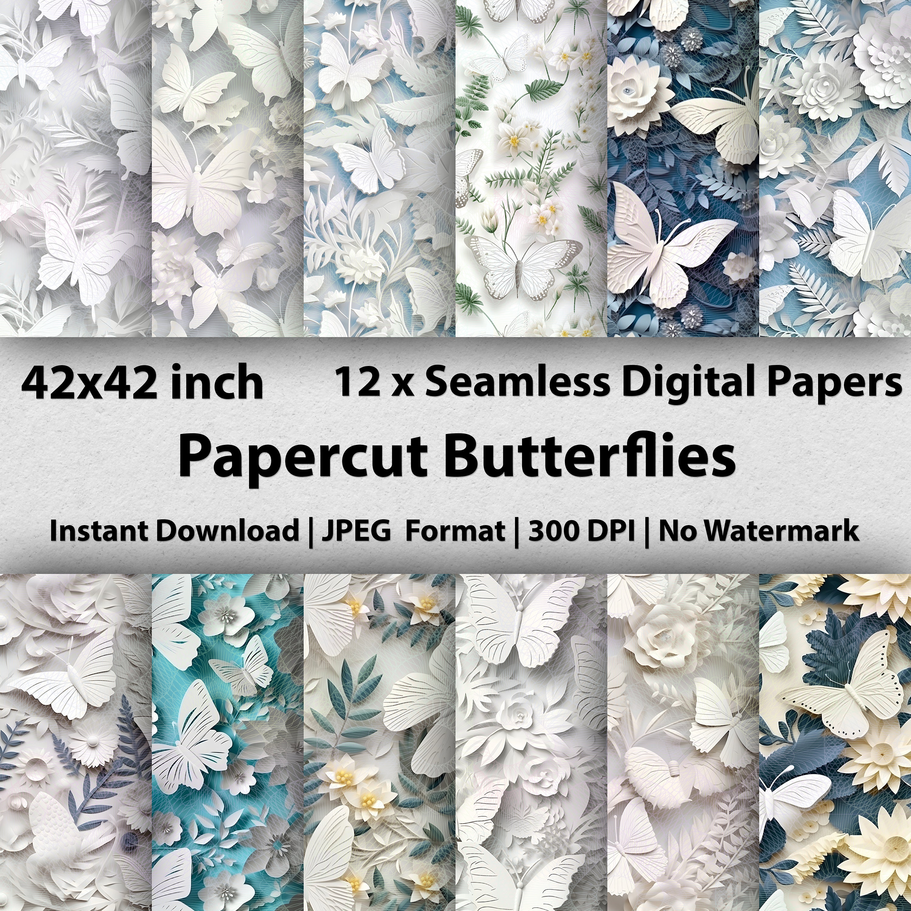 Papercut Butterflies and Flowers Seamless Pattern Butterfly Floral ...