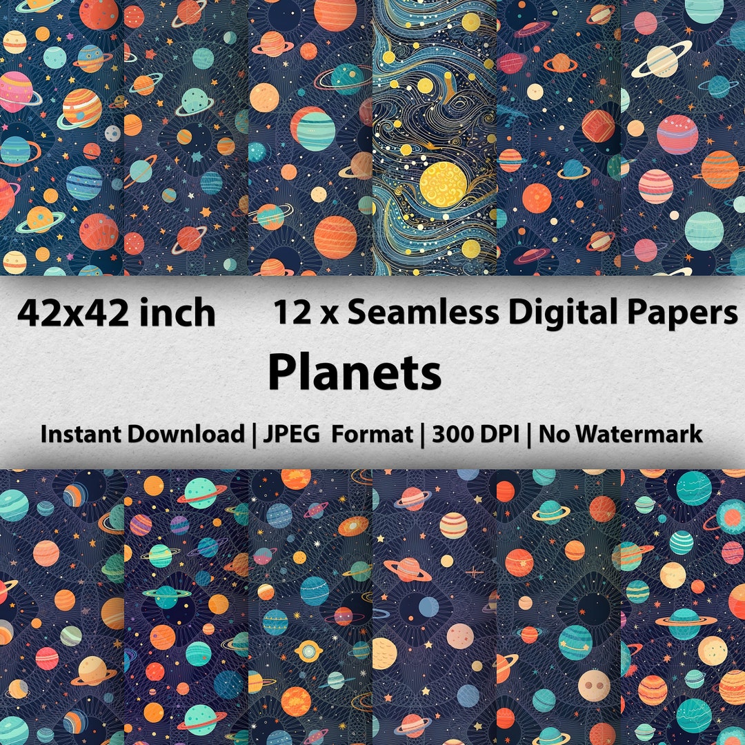 12 Planets Digital Papers Galactic Patterns Printable Milky Way ...