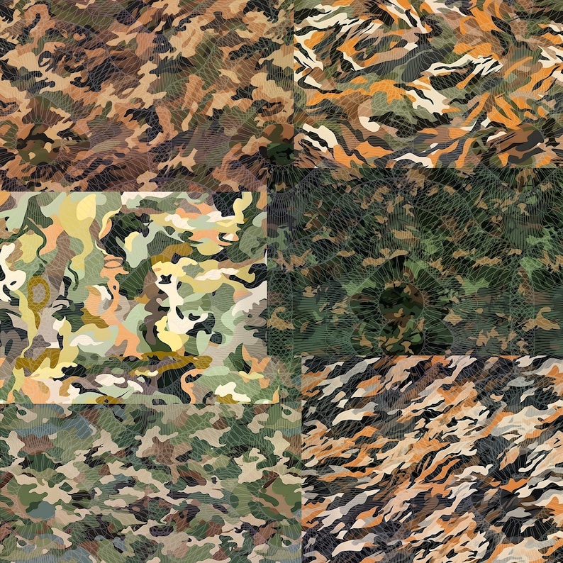 12 Camouflage Digital Paper Pack, Camo, Military Patterns, Printable ...