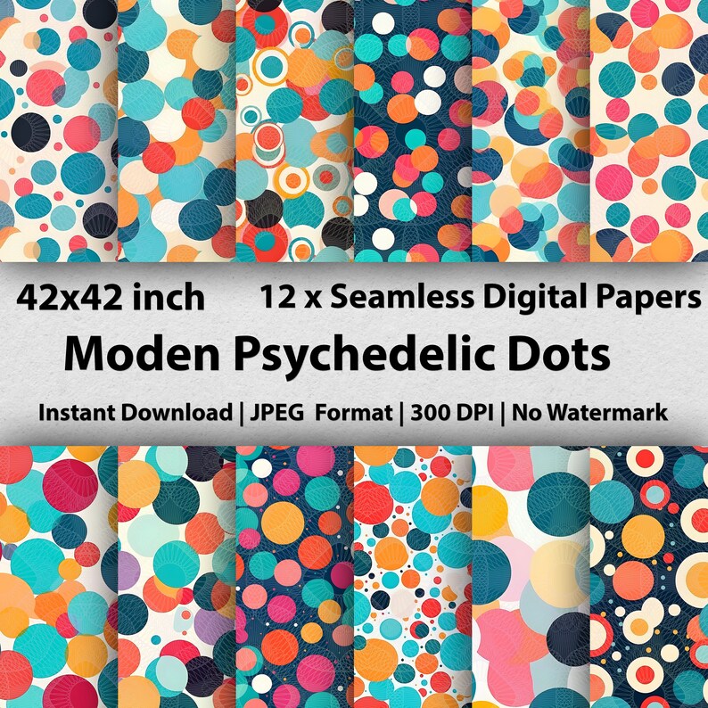 12 Dots Digital Papers Confetti Dots Flower Patterns Printable Polka ...