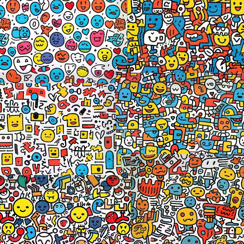 Colorful Smile Emoticons Seamless Pattern Colourful Smileys Texture ...