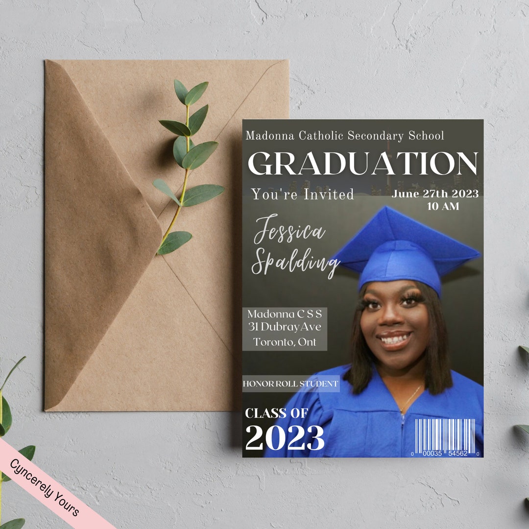 Graduation invitation template, editable canva template, grad invite ...