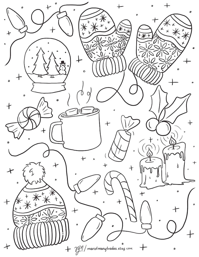Holiday Coloring Pages - 4 Pack Digital Download - Etsy