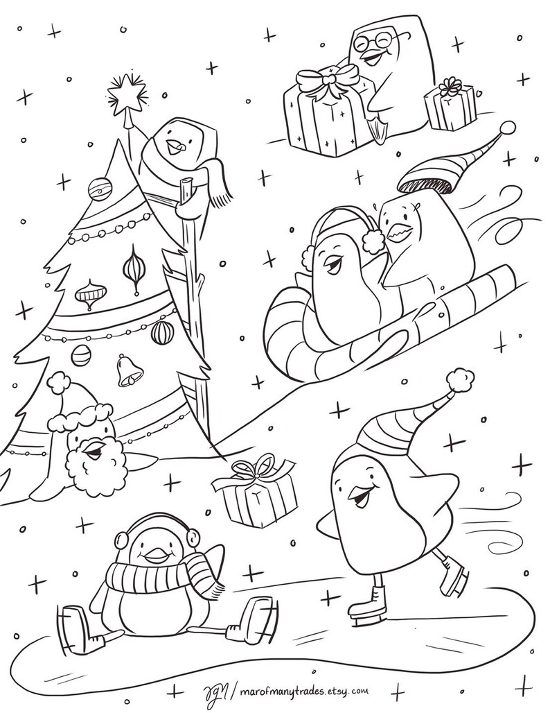 Holiday Coloring Pages - 4 Pack Digital Download - Etsy