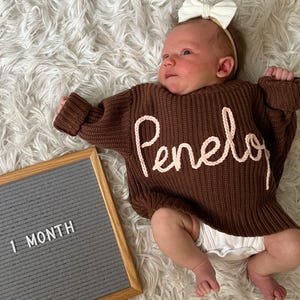 Personalized Baby Name Sweater, Baby Knit Sweater With Name, Newborn ...