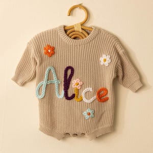 Custom Hand Embroidered Baby Romper, Baby Newborn Romper With Name ...