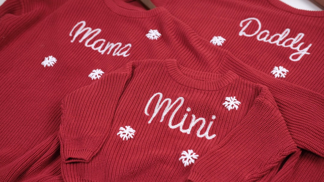 Family Outfits With Personalized Embroidery, Family Christmas Sweaters ...