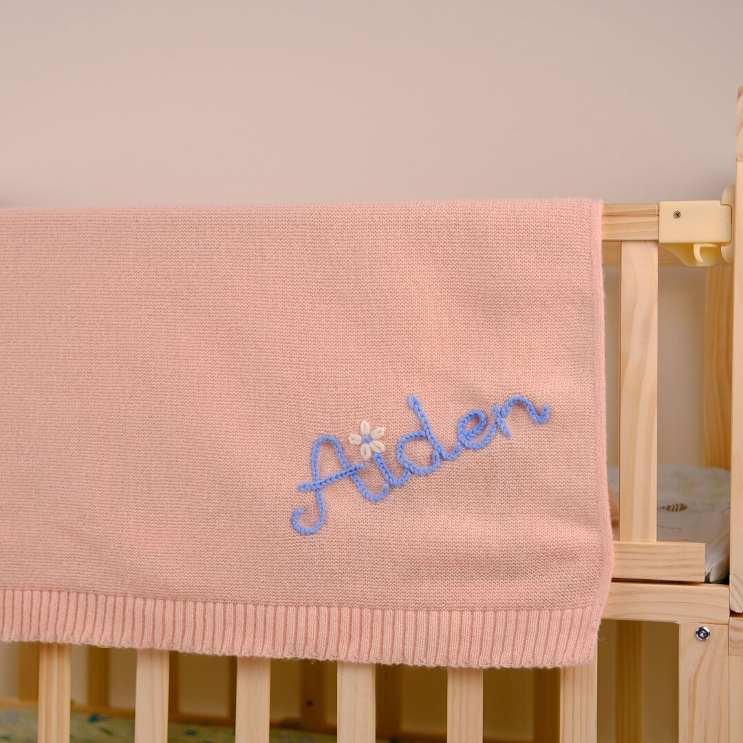 Custom Baby Blanket With Hand Embroidered | Embroidery Gift for Baby ...