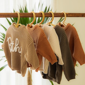 Custom Knitted Baby Sweater, Hand-embroidered Name Sweater, Baby Girl ...