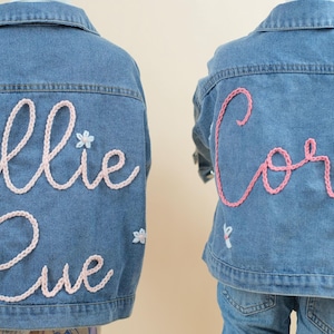 Kids Hand Embroidered Denim Jacket | Personalized Name Kids Jean Jacket ...