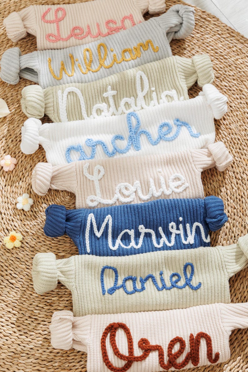Hand Embroidery Sweaters | Personalized Hand Embroidered Name Baby ...