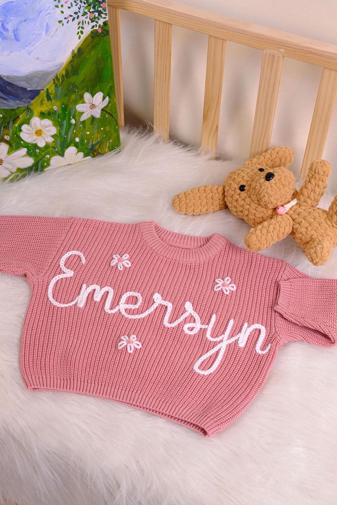 Handmade Embroidery Baby Sweaters | Personalized Hand Embroidered Name ...