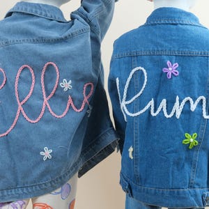 Personalized Name Kids Jean Jacket | Flower Embroidered Denim | Custom ...