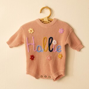 Custom Hand Embroidered Baby Romper, Baby Newborn Romper With Name ...