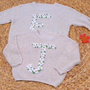 Embroidered Flower Initial Sweater | Personalized Initial Baby Sweater ...