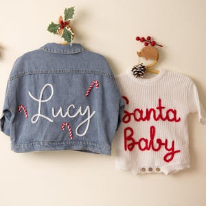 Kids Hand Embroidered Denim Jacket | Personalized Name Kids Jean Jacket ...