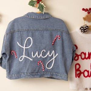 Kids Hand Embroidered Denim Jacket | Personalized Name Kids Jean Jacket ...