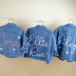 Kids Hand Embroidered Denim Jacket | Personalized Name Kids Jean Jacket ...