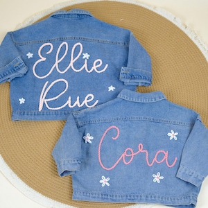Kids Hand Embroidered Denim Jacket | Personalized Name Kids Jean Jacket ...