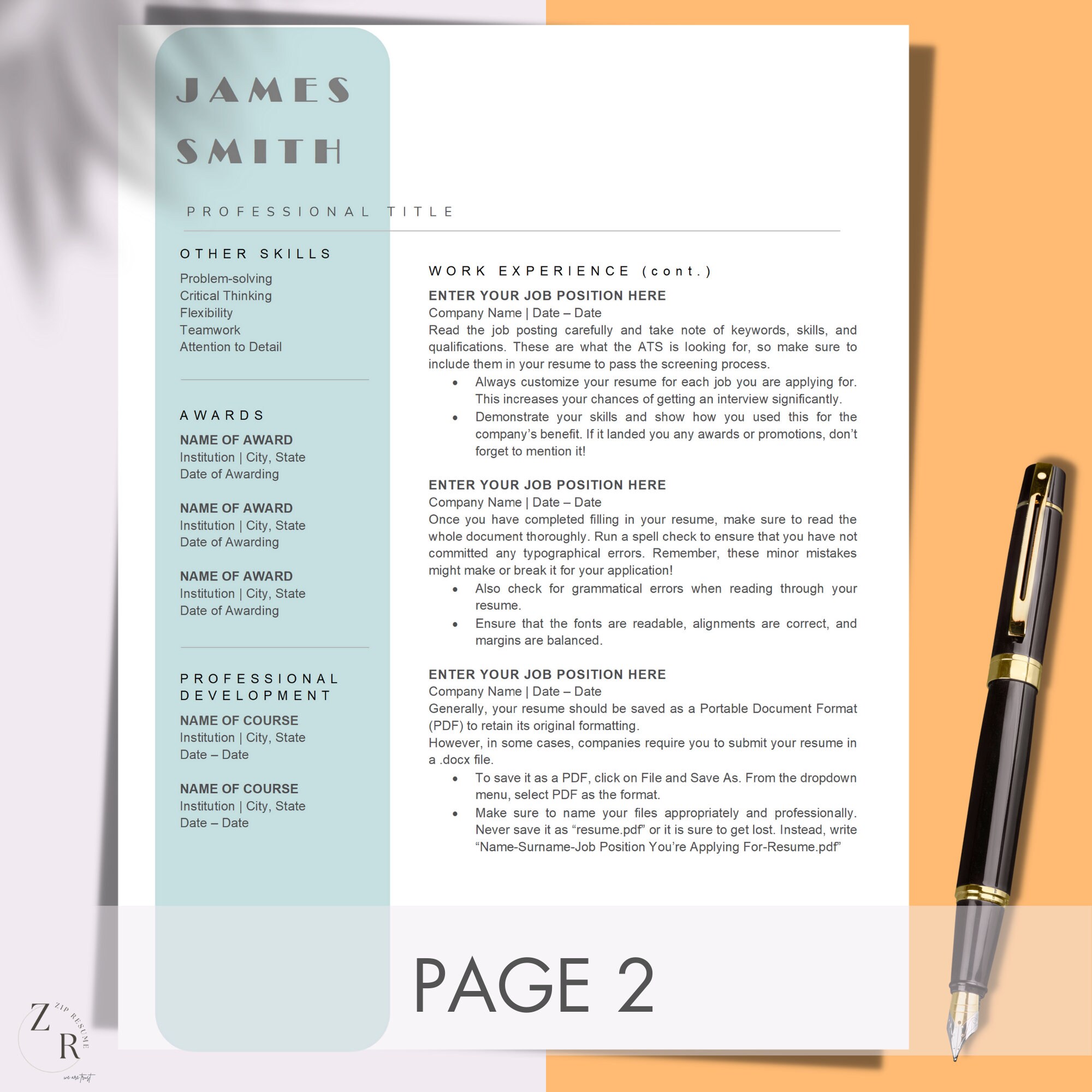 ATS Friendly Resume Template, Minimalist ATS CV, Simple Ats Resume, Ats ...