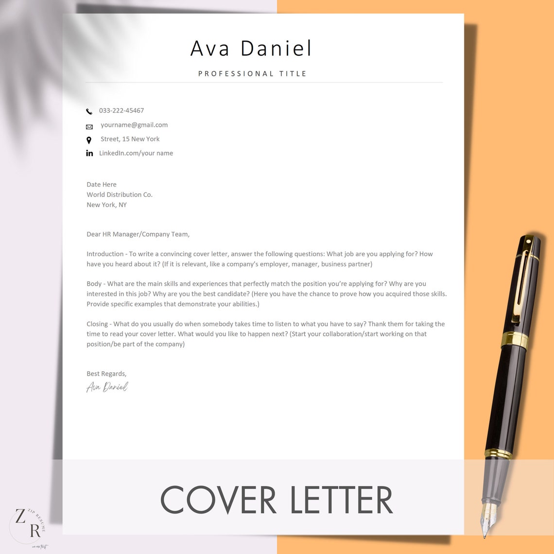 Minimalist ATS Friendly Resume Template for Word & Google Docs ...