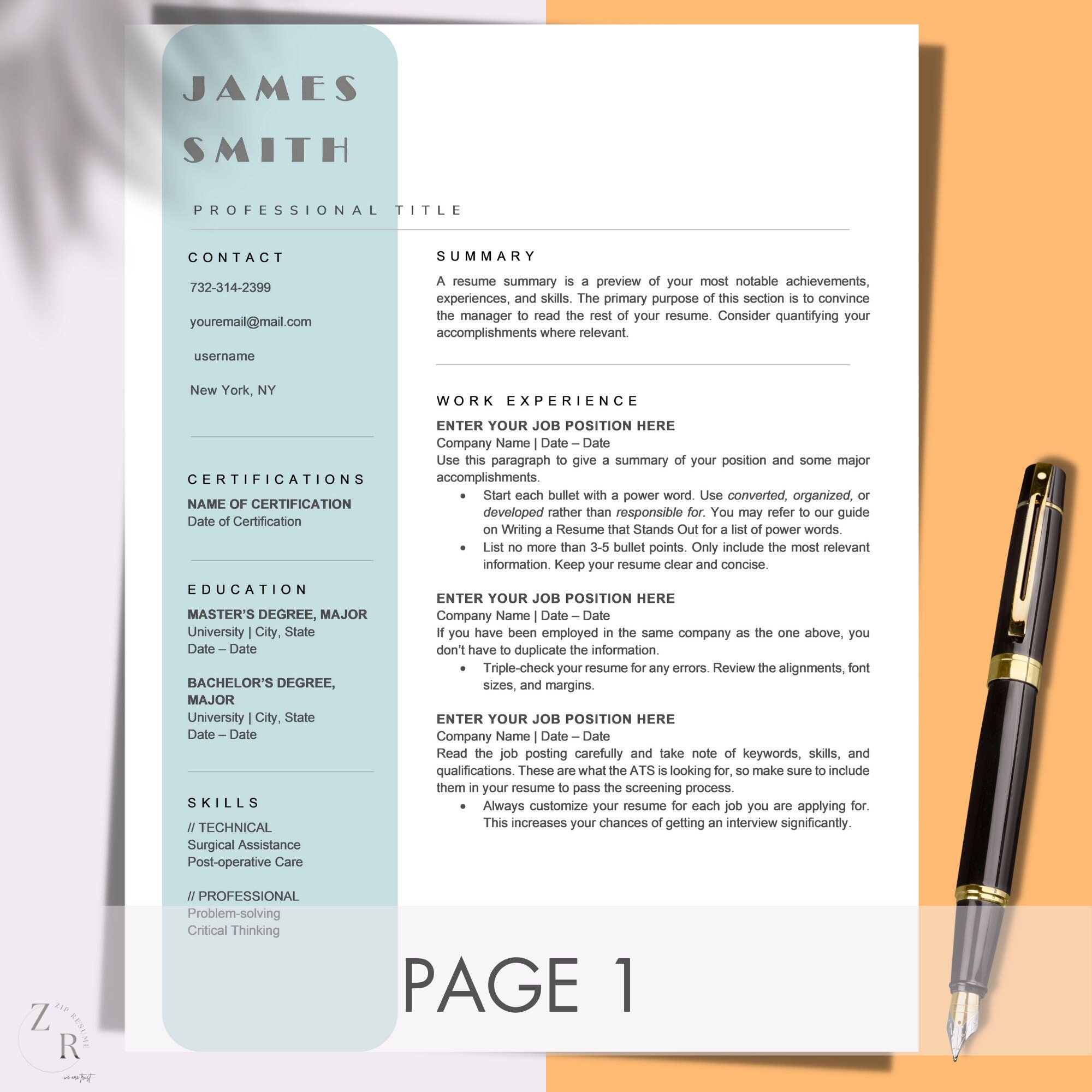 ATS Friendly Resume Template, Minimalist ATS CV, Simple Ats Resume, Ats ...