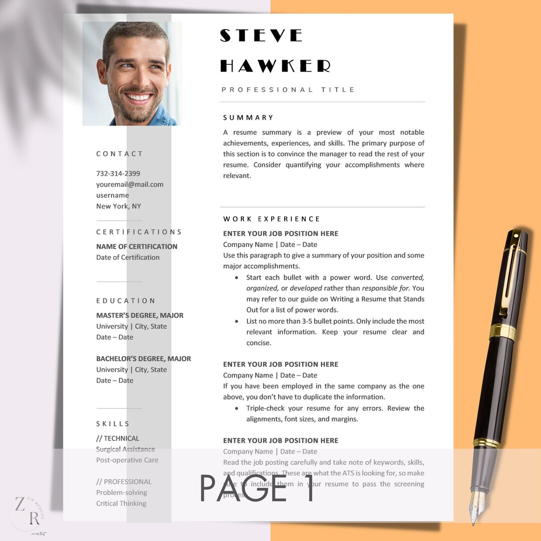 ATS Friendly Resume Template Word, Google Docs, Minimalist ATS CV ...
